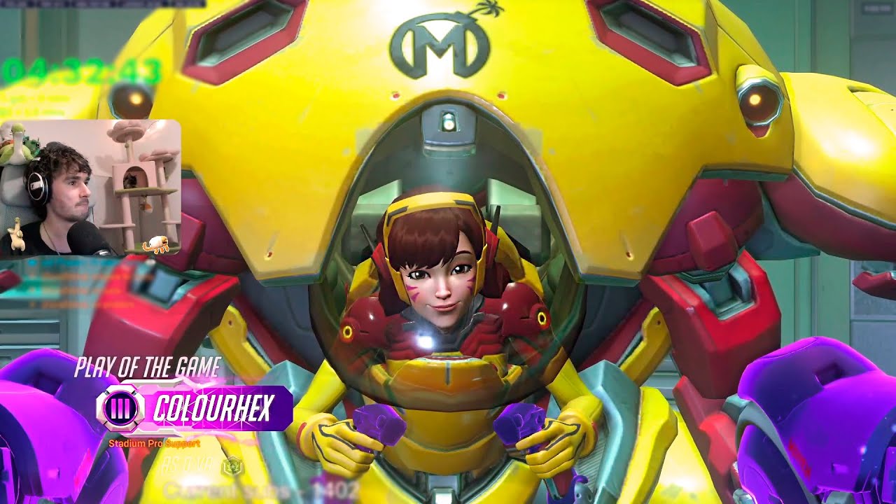 Colourhex Dva Gameplay - POTG! 52 ELIMS! [Overwatch Season 19 Top 500]