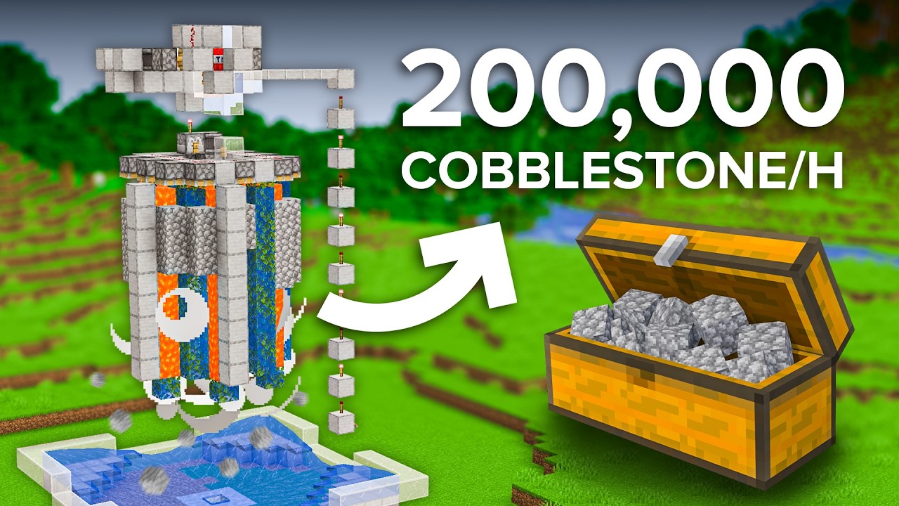 Minecraft INSANE Cobblestone Farm Tutorial - 207,000 Per Hour - Minecraft Builders