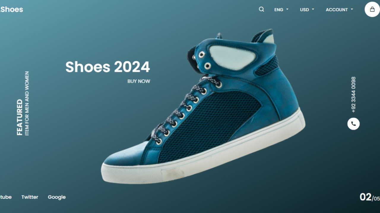 Create A Responsive Shoes Landing Page Website Using HTML And CSS.