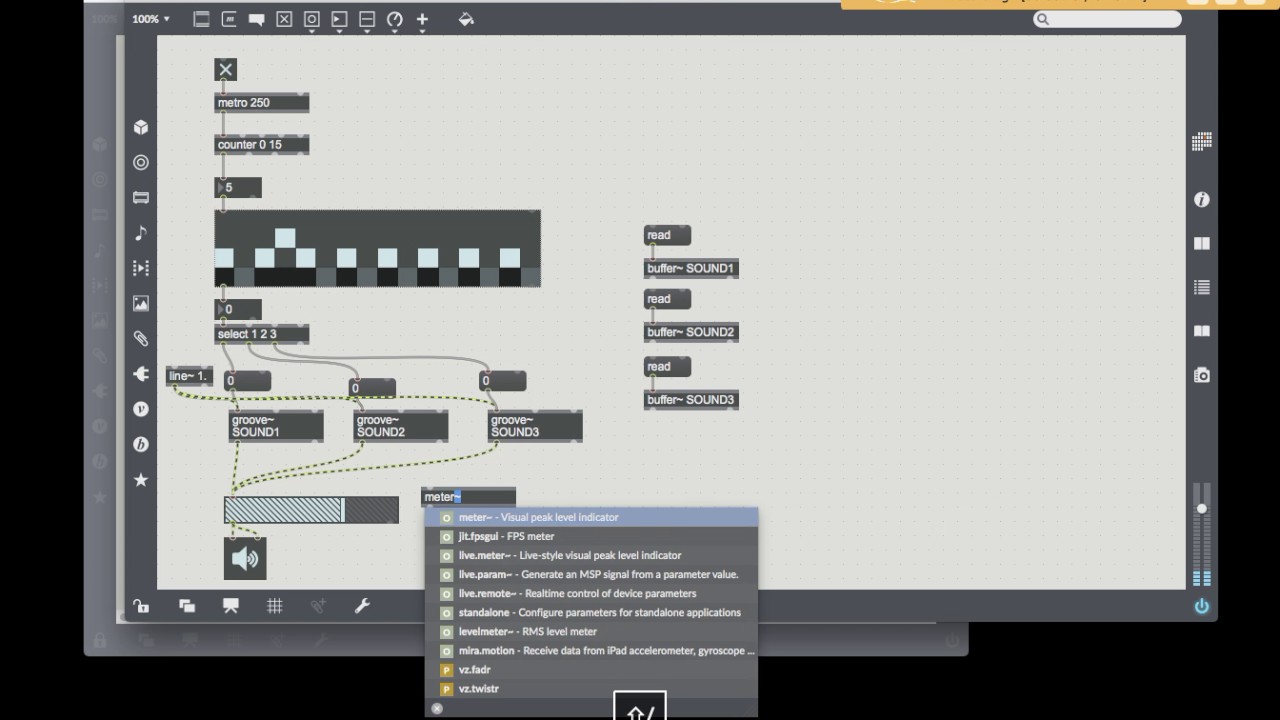 Max Tutorial 4: iTable, breakbeats, kslider, simple synth.