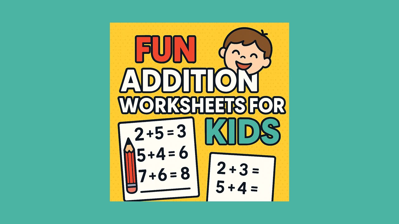 Fun Addition Worksheets for Kids | Early Math Practice 100 Addition Questions with Text2