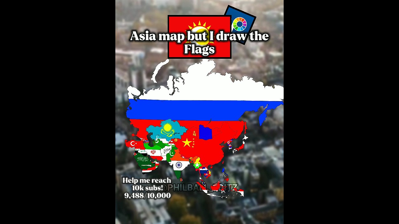 Asia map but I draw the flags| #shorts #viral #geography #trend #country #mapping