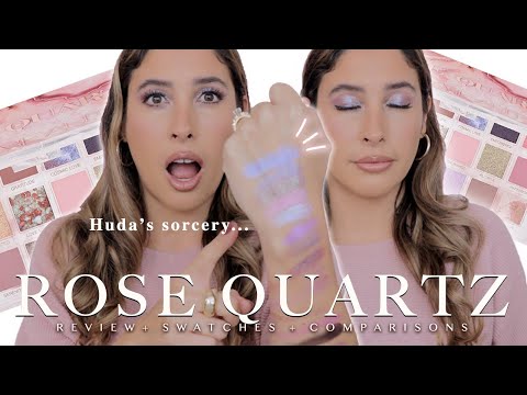 HUDA BEAUTY ROSE QUARTZ Eyeshadow Palette SWATCHES REVIEW + a TON OF COMPARISONS MIND BLOWING 🤯
