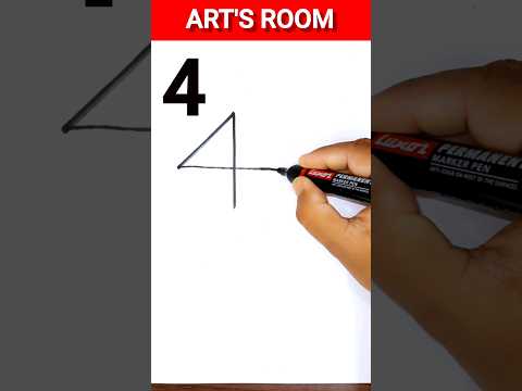 Easy drawing with numbers | Fish drawing with number 4 #shorts