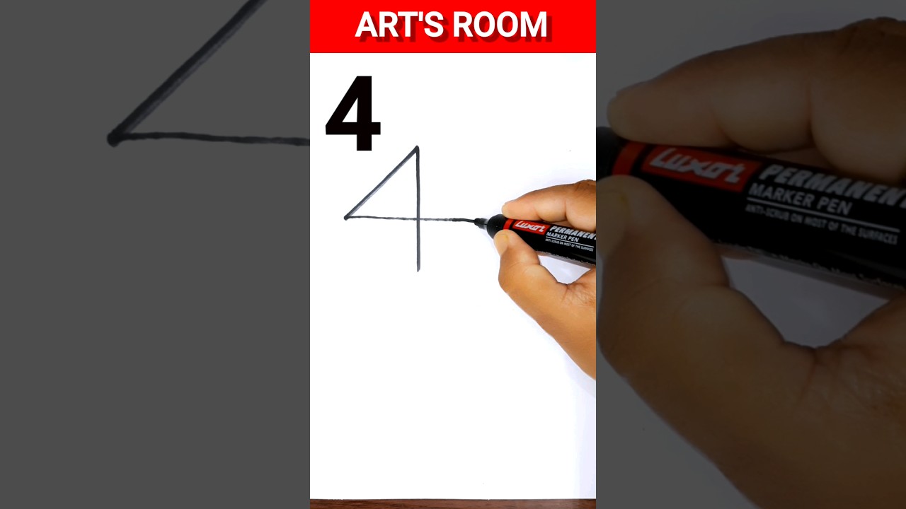 Easy drawing with numbers | Fish drawing with number 4 #shorts
