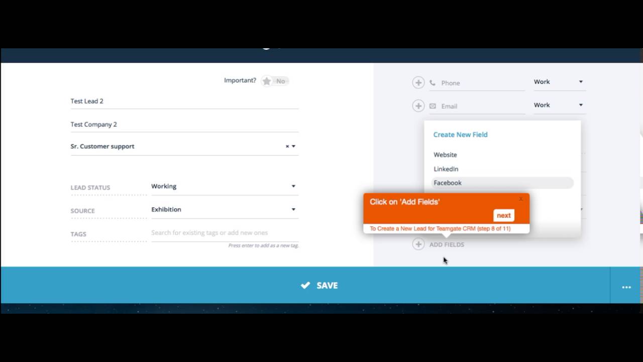 TeamGate New Lead User View