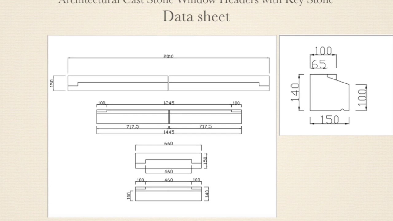 how to work out sizes for  cast stone window headers with Keys