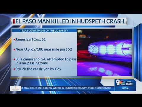 El Paso man killed in head-on wreck in Hudspeth County over Thanksgiving