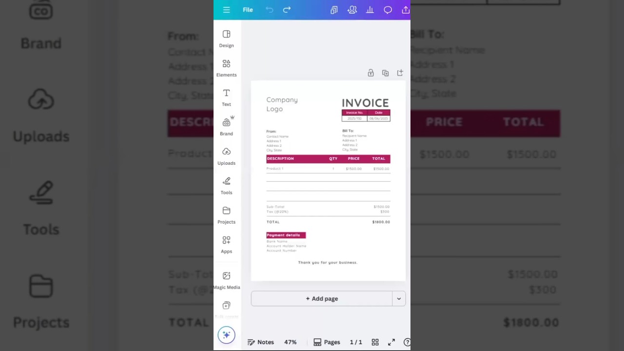 How To Customize A Canva Invoice Template