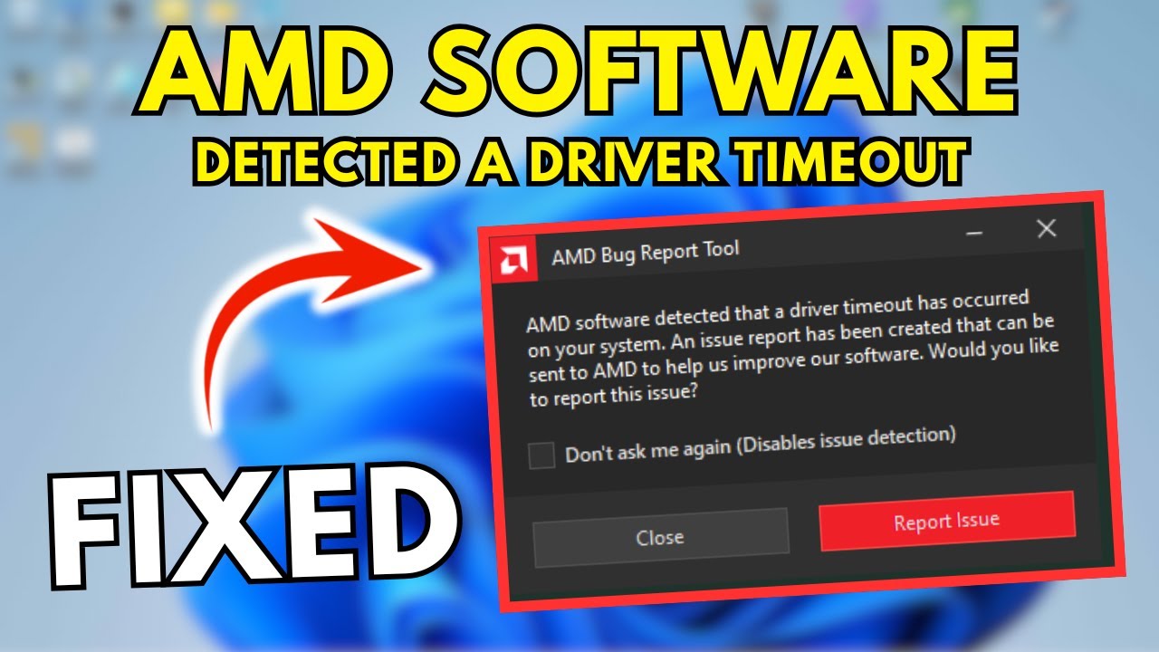 FIX AMD Software Detected a Driver Timeout | Display Driver Crash Solution