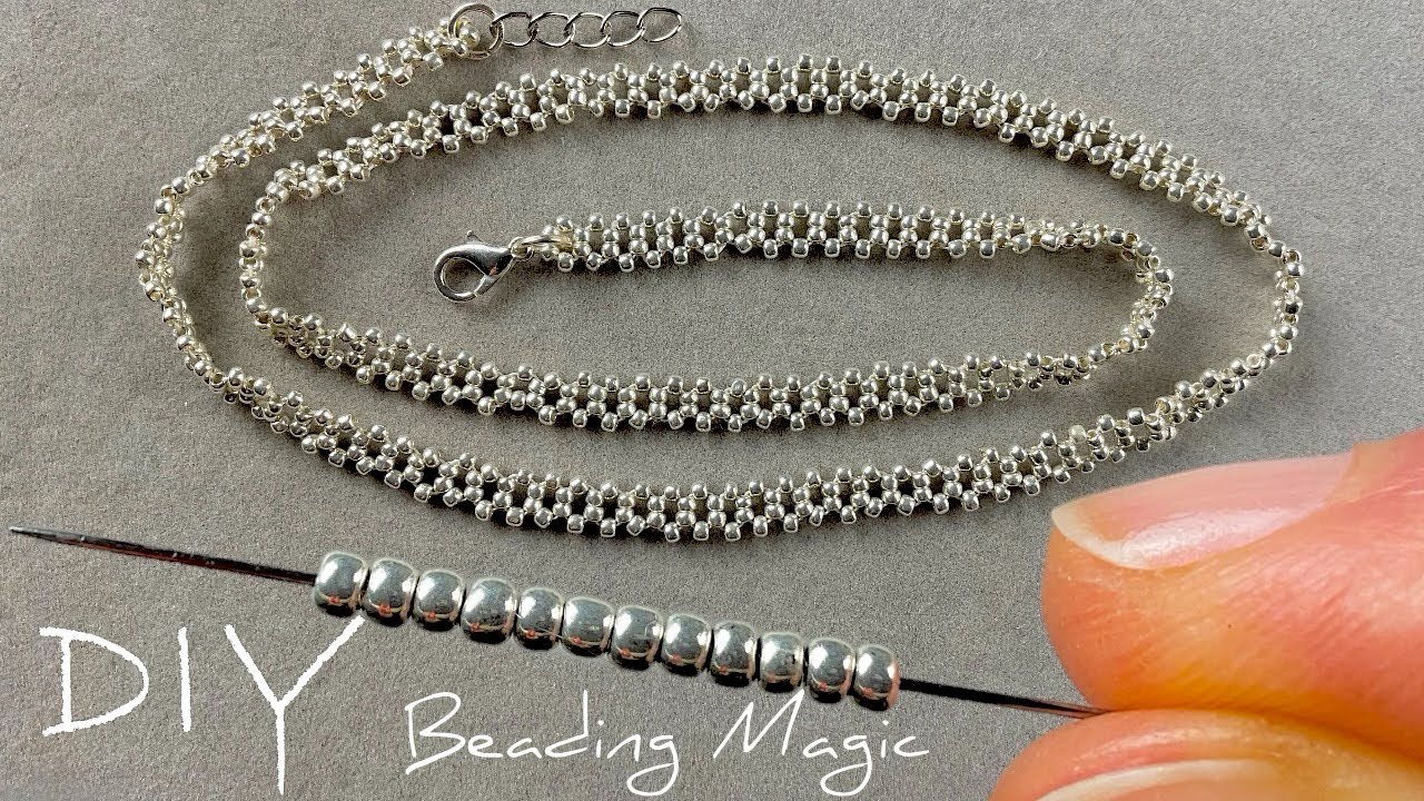 Easy Beaded Necklace Tutorial for Beginners: Beaded Chain Necklace Making | Seed Beads