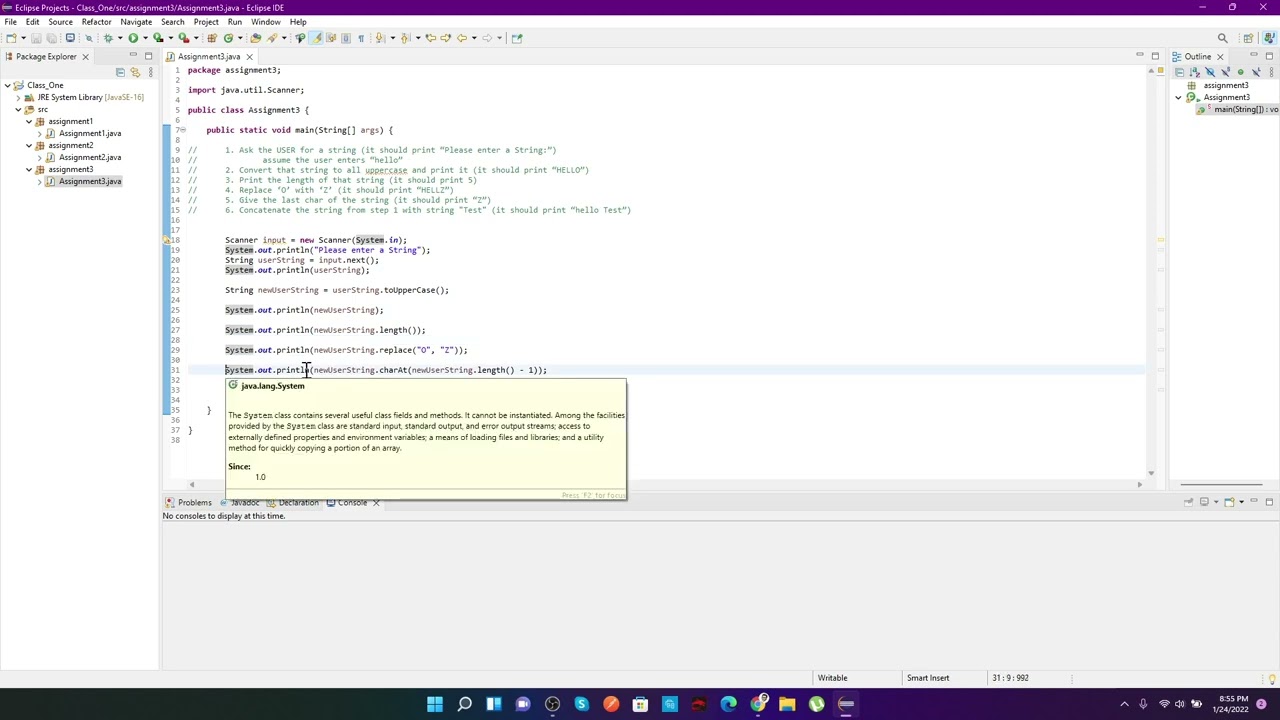 Assignment 3 || Java || Techfios