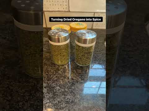 Turning the dried oregano into spice. Should last a year. #oregano #freshfood #driedspices