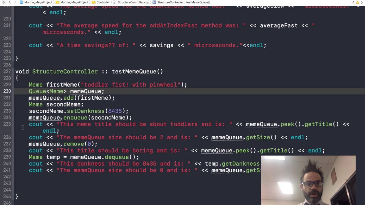 Testing the Queue template with Meme objects