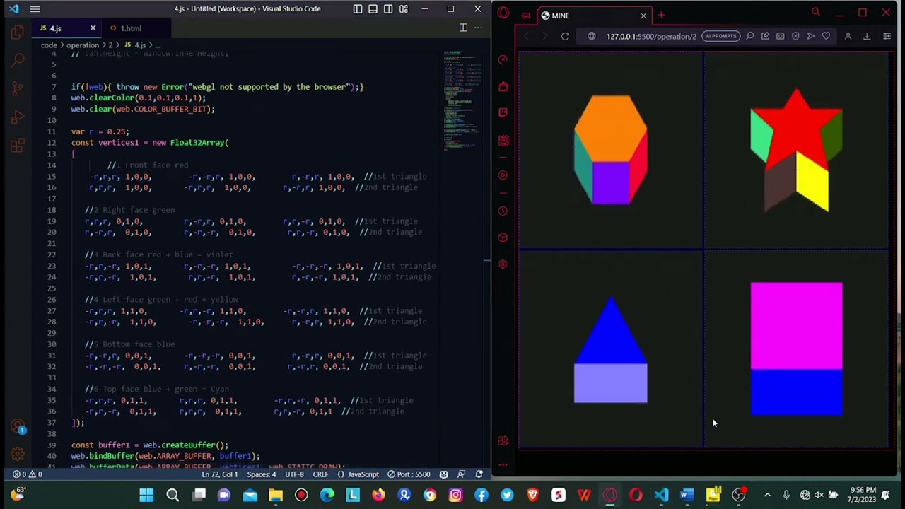 #Multiple #canvas #Prism #Texture #WebGL #OpenGL #HTML5 #CSS #JAVASCRIPT #VLSL