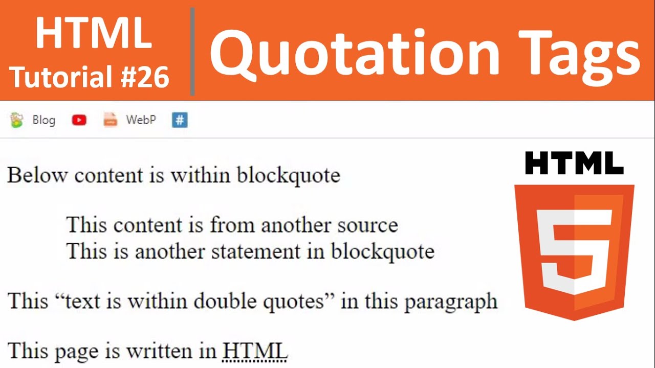 HTML Tutorial #26 - Quotation and Citation Elements in HTML