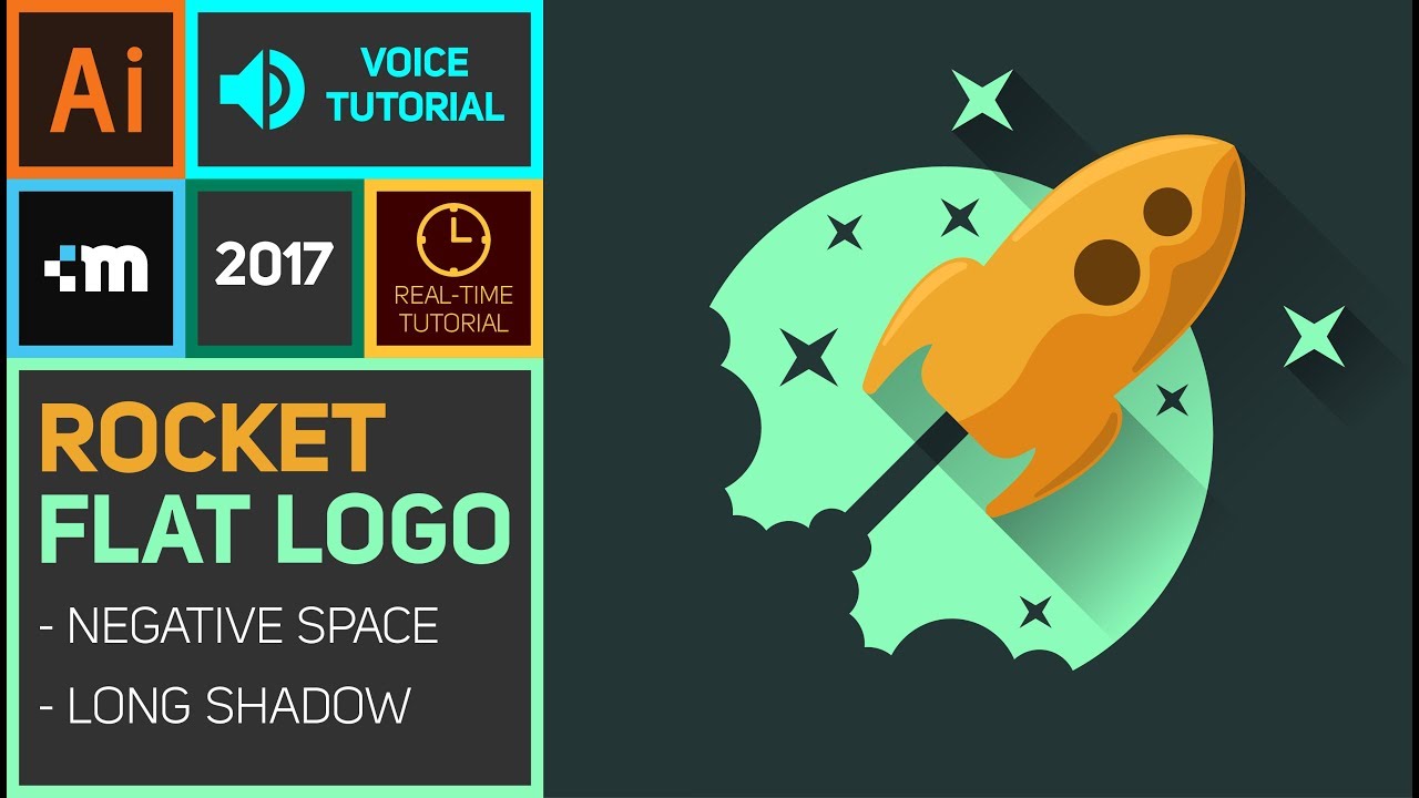 Illustrator Tutorial - Flat Logo Design - Rocket