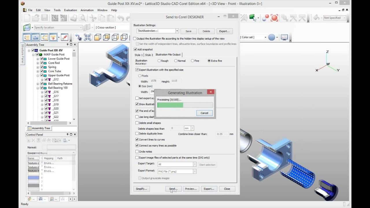 High-quality technical illustrations from 3D CAD assemblies