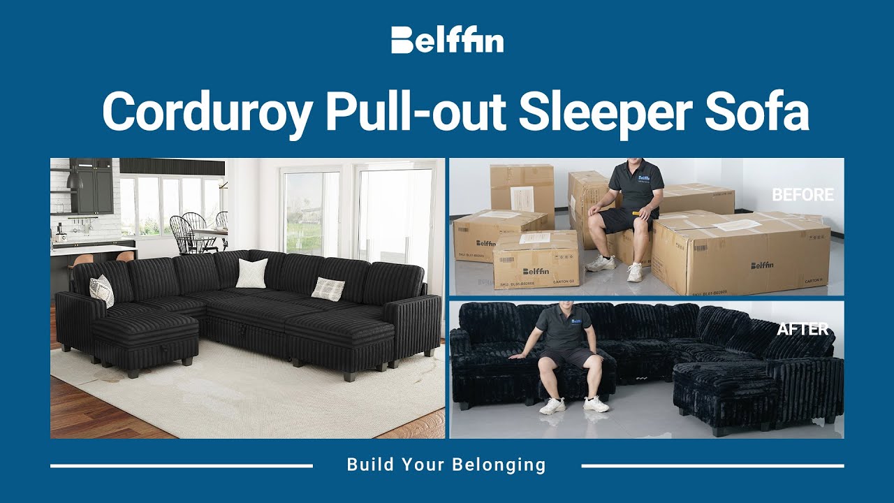 How to assemble Belffin Corduroy Pull-out Sleeper Sofa, Just a few simple steps!