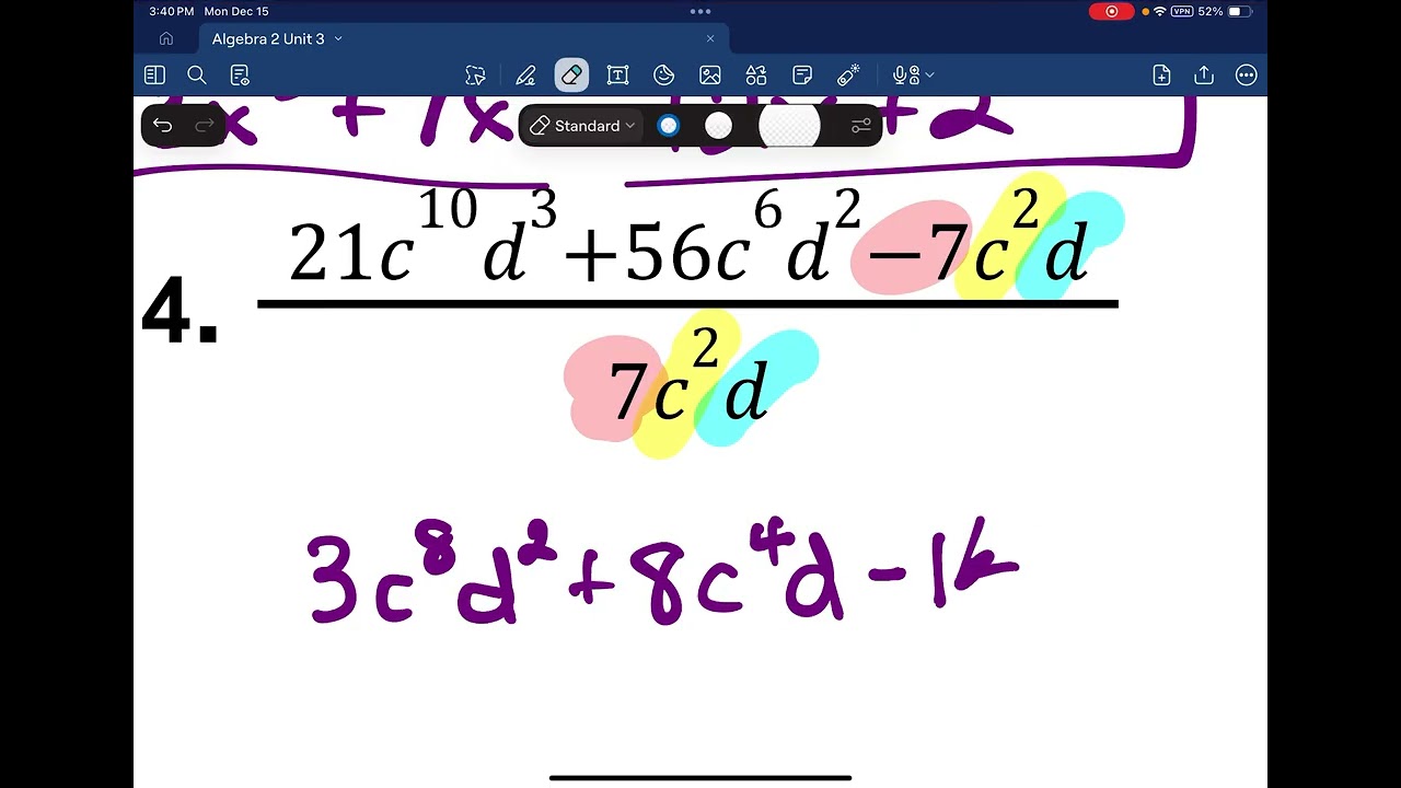 Algebra 2 - Unit 4 - Quiz 1 Study Guide