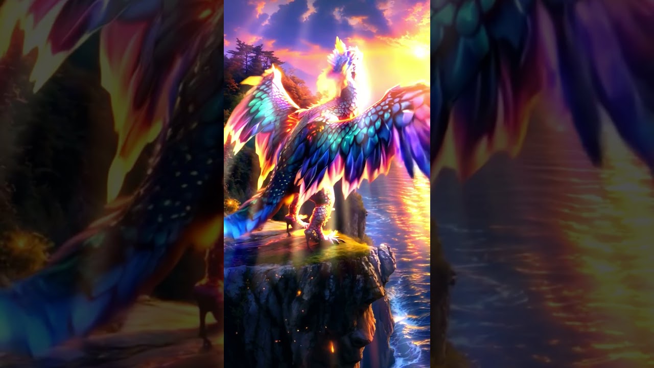 Dragon Rainbow at Sunset Digitial Ai Art Fantasy Wallpaper | 8K HDR by NextGen8K 💎