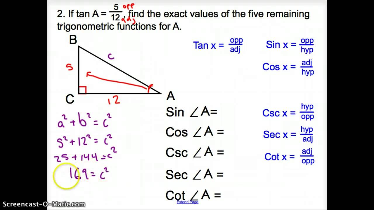 12.1 Trigonometric Functions in Right Triangles (Part 1)
