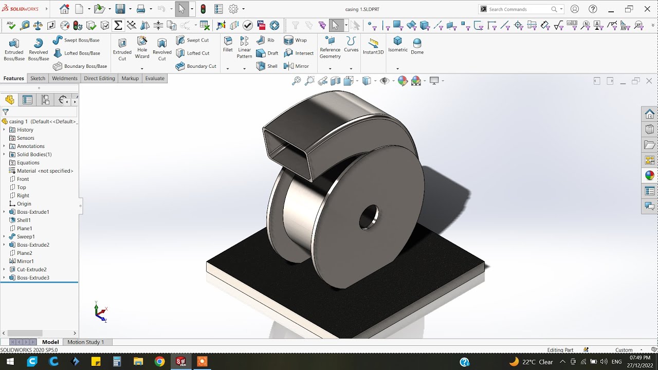 ☑️Solidworks Blower Casing design tutorial | How to make Blower casing in solidworks.