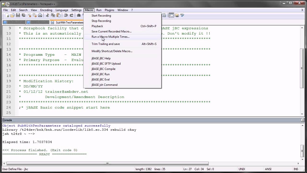 Using Notepad++ As a jBASE Basic Language (jBC) IDE