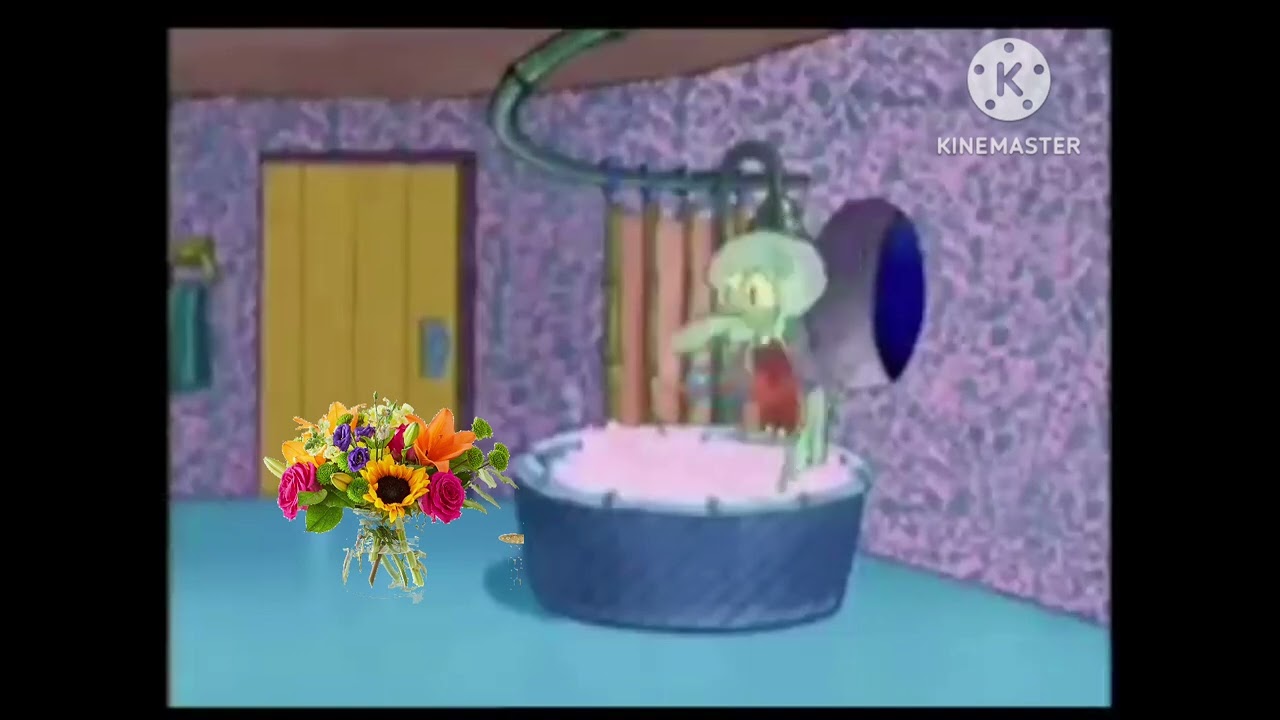 Party flower drops by squidward house