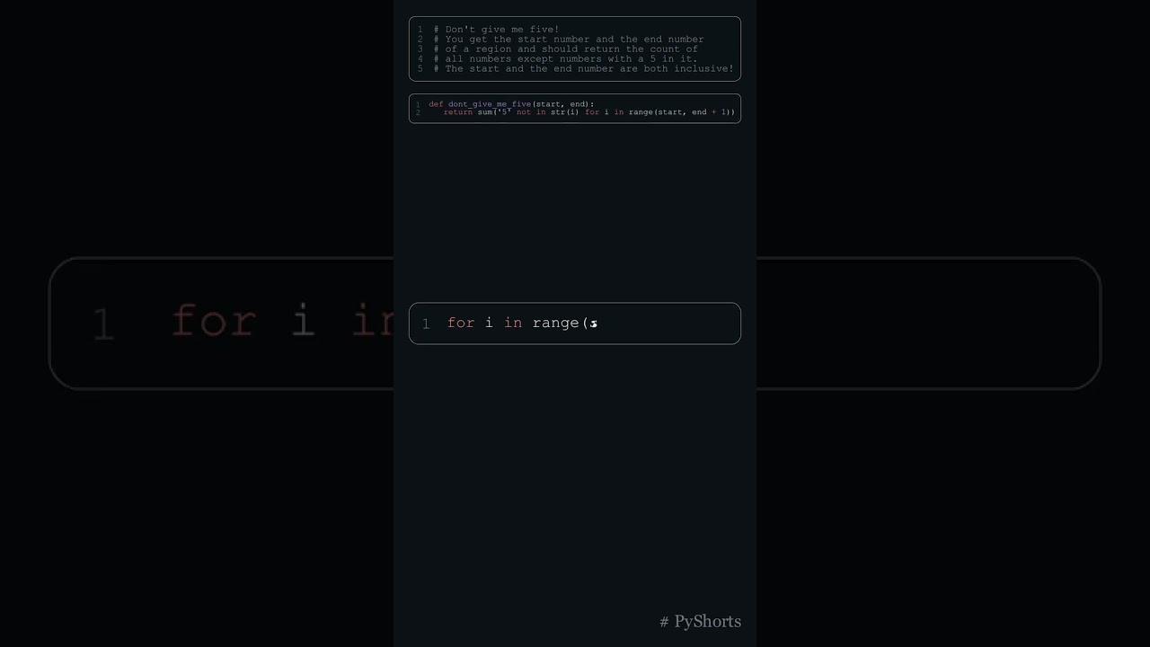 Don't give me five! A Python Exercise #shorts #python #coding #tutorial #beginners