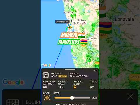 Air Travel:Mumbai🇮🇳 to Mauritius 🇲🇺|Flight Route Map#flight #travel#mauritius#portlouis#aviation#fly