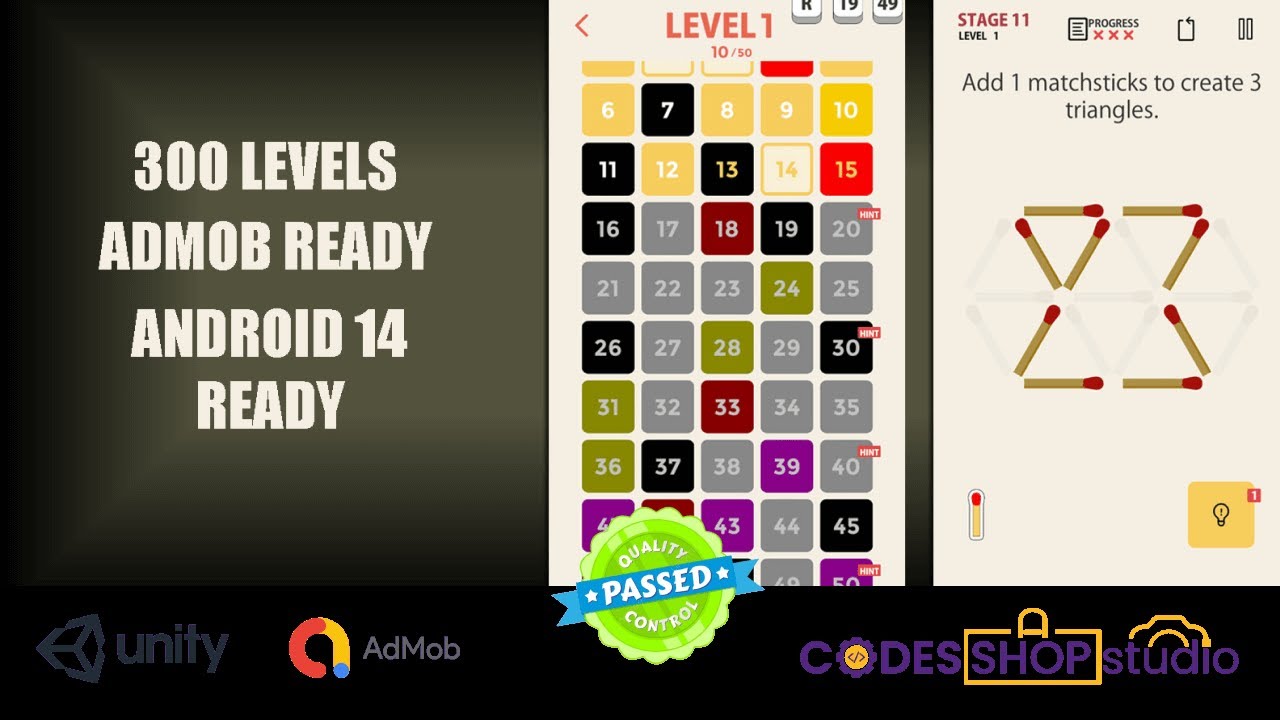 Matchstick Portrait Unity Project | Match 3 | 100% tested