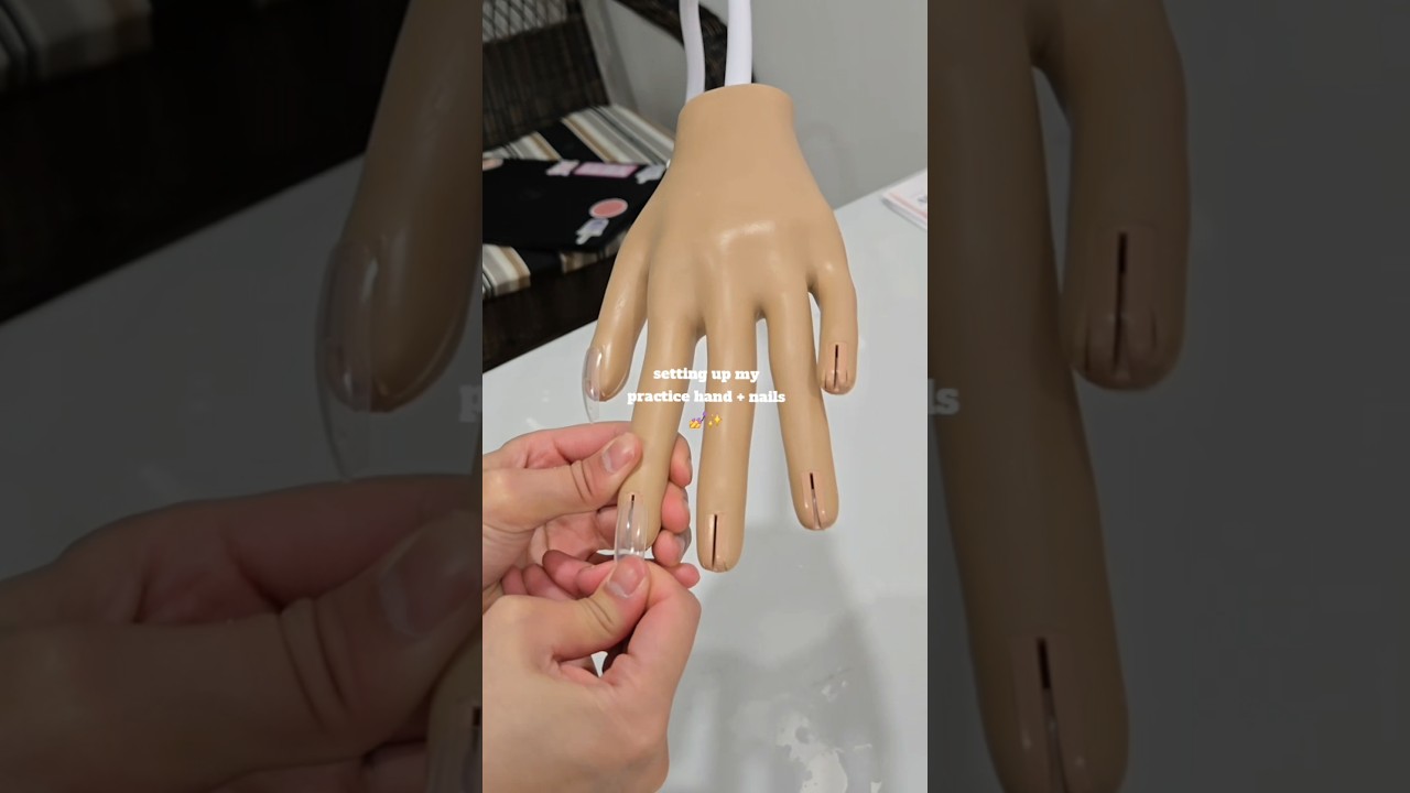 Setting up the practice hand + practice nails 💅✨️ #beauty #nailsupplies #nailtech #nailtechnician