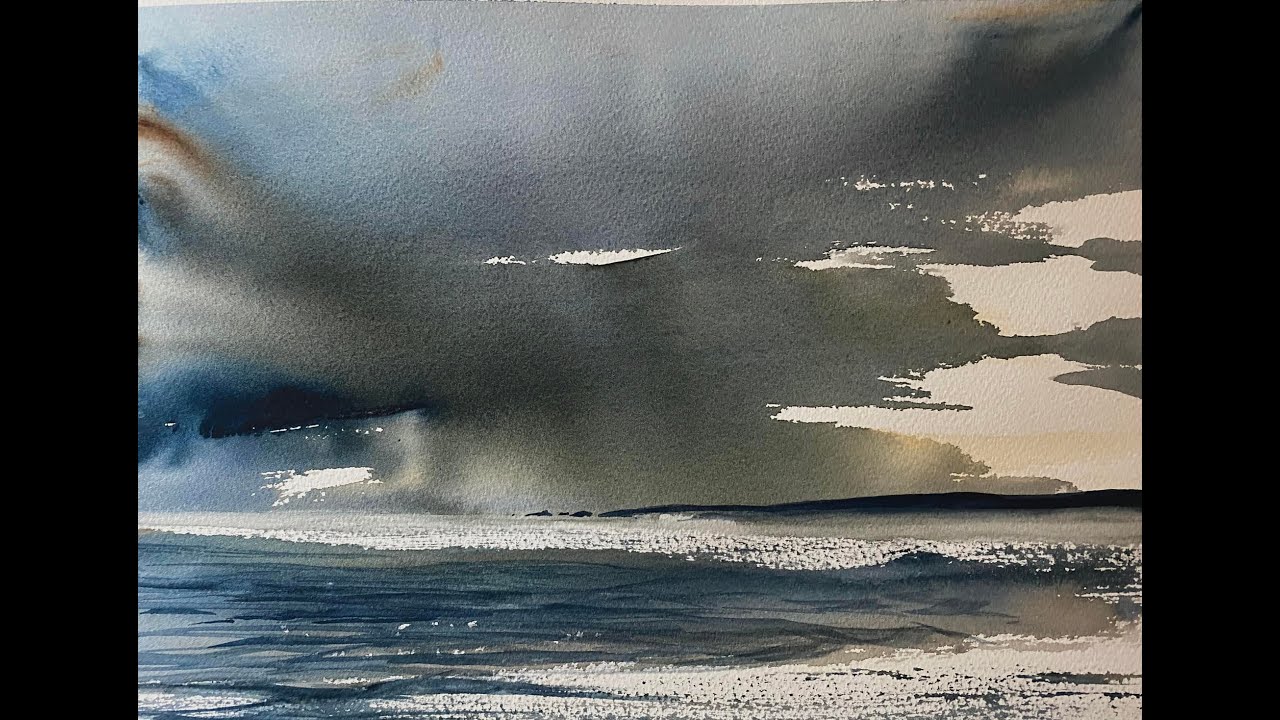 Loose Watercolour Sky Practice: Painting up a STORM! Wet in Wet Sky & Seascape Watercolor Tutorial