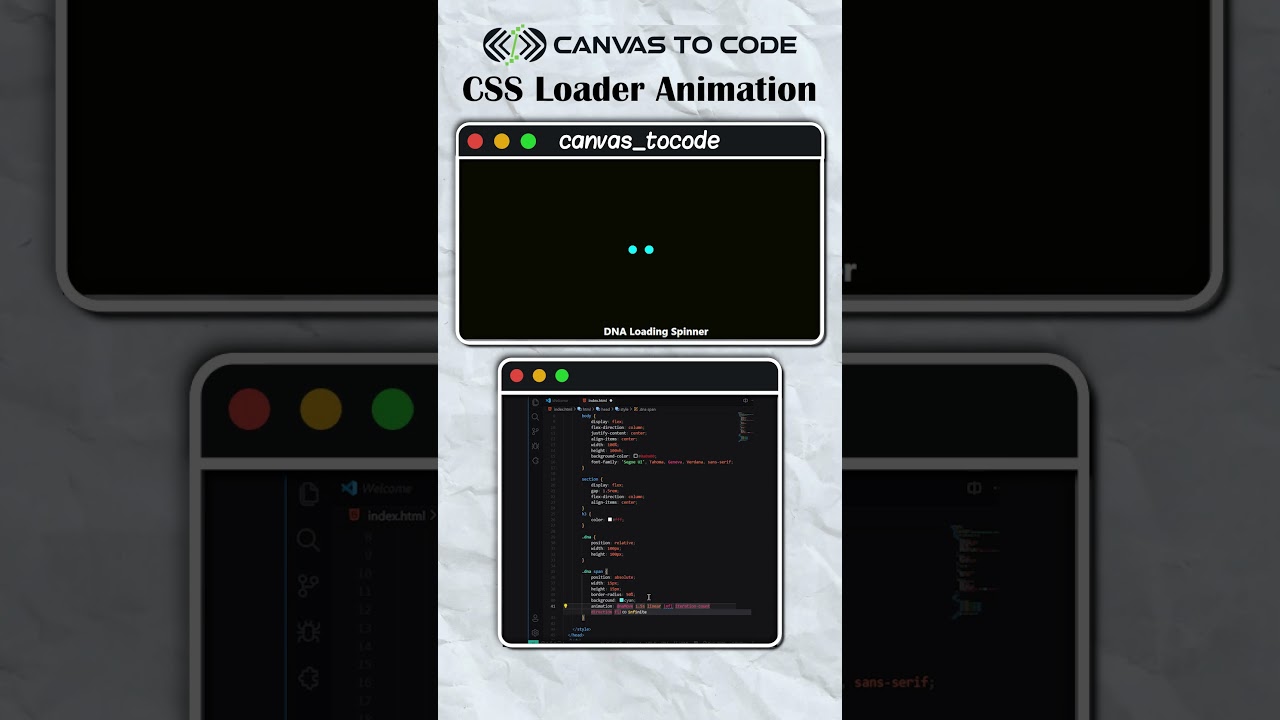 💫 CSS DNA Loading Animation | Pure CSS Microinteraction | Canvas to Code #shorts #htmlcssproject