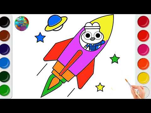Coloring, painting,drawin Johnny going to space ๐for kids and toddler|Space |Drawing colouring World