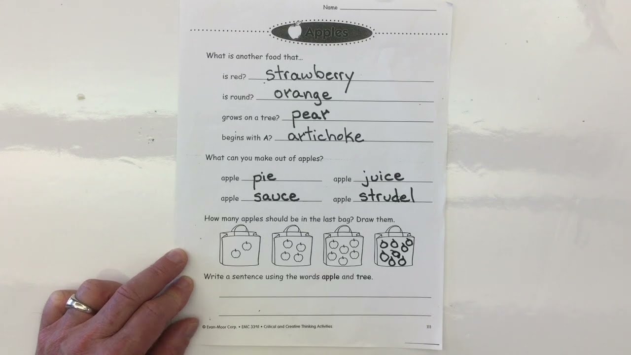 Apples worksheet page 2