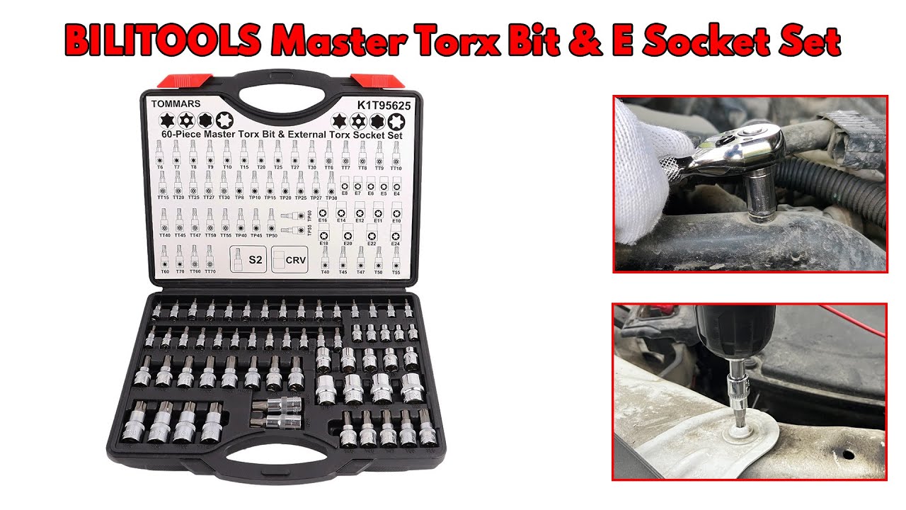 60-Pc Master Torx Bit Socket and External Torx Socket Set 1/4