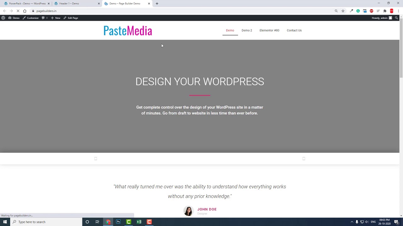 Designing Header with PowerPack Addons For Elementor Correction