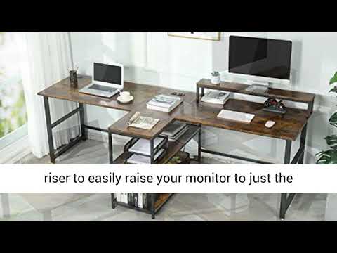 Sedeta 94 5 inches Two Person Desk Double Computer Desk with Storage Shelves Workstation Desk