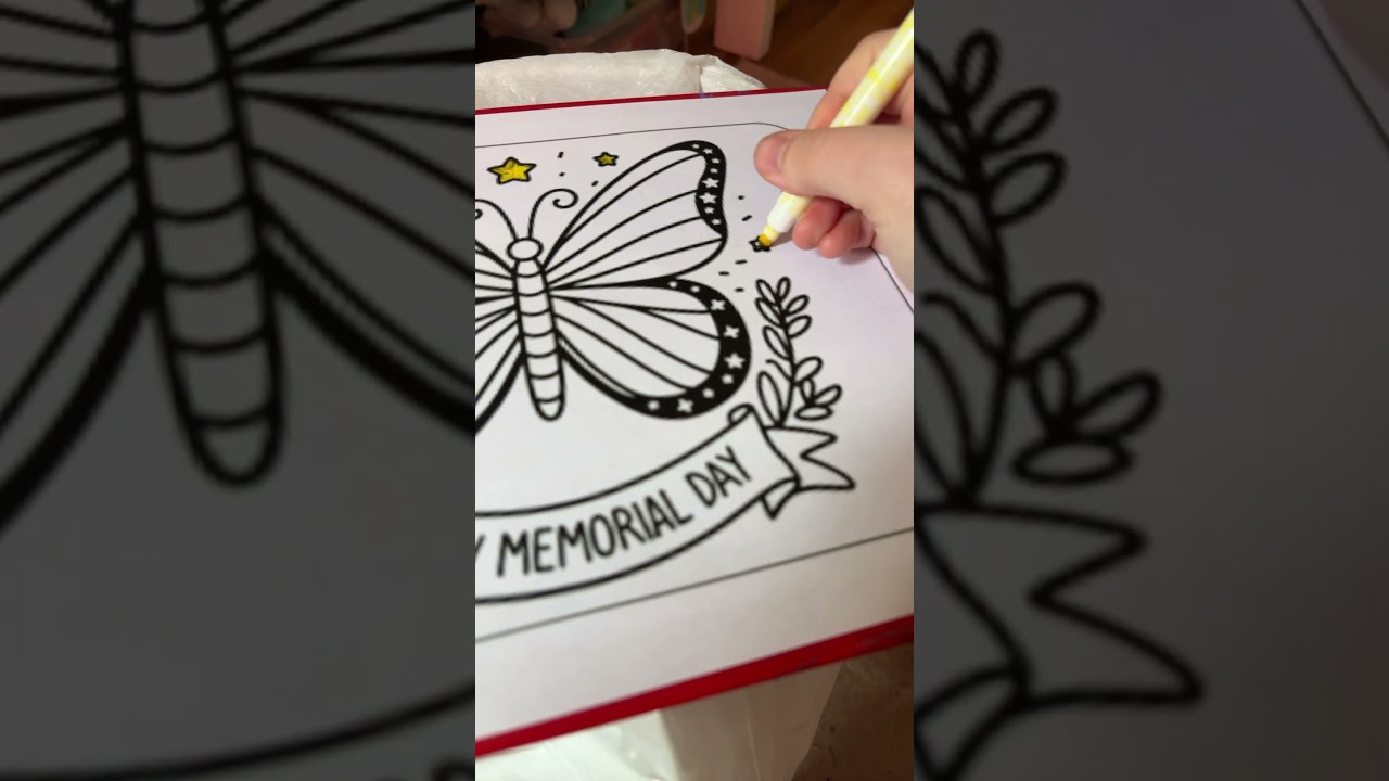 🇺🇸 🦋 Memorial Day coloring page!❤️🤍💙