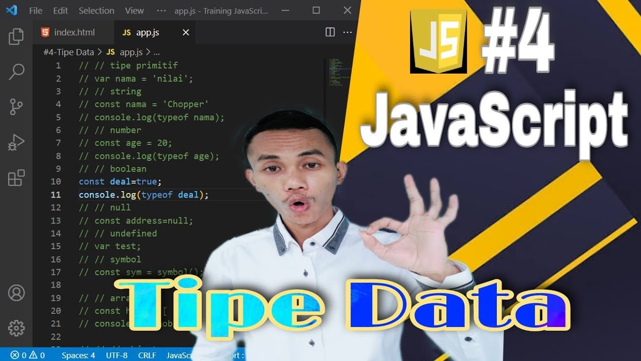 JavaScript Tutorial #4 : Tipe Data | Belajar Javascript