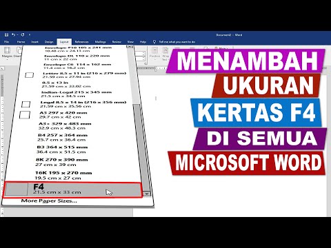 CARA MENAMBAH UKURAN KERTAS F4 DI SEMUA MICROSOFT WORD