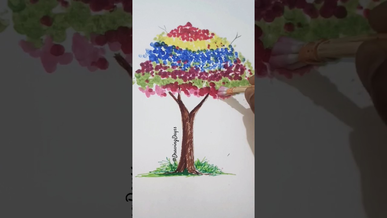 Color Mixing Tree 🌲#shorts #shortsfeed #colormixing #satisfyingvideo #funart #diy