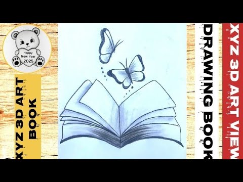 Drawing of an Open Book with Butterflies||Pencil Sketch||Easy Drawing ideas for Beginners