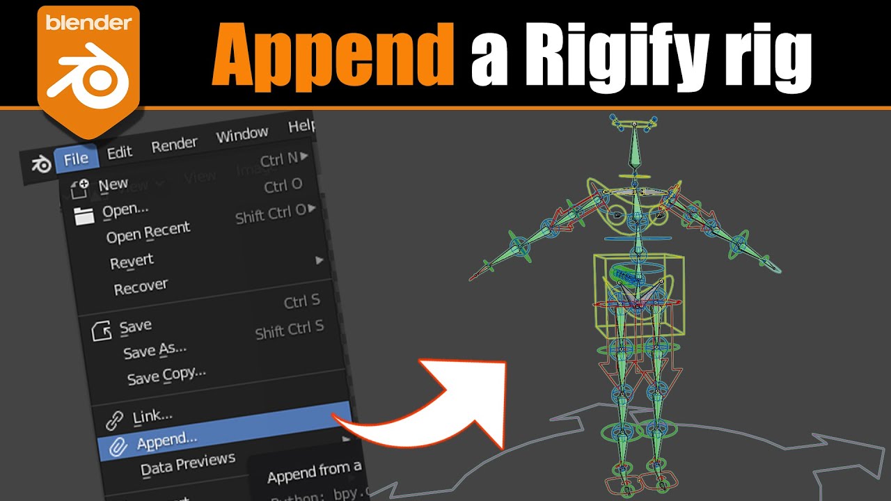Blender Quick Tip - Append a Rigify Rig [OBSOLETE - better technique in the video description]
