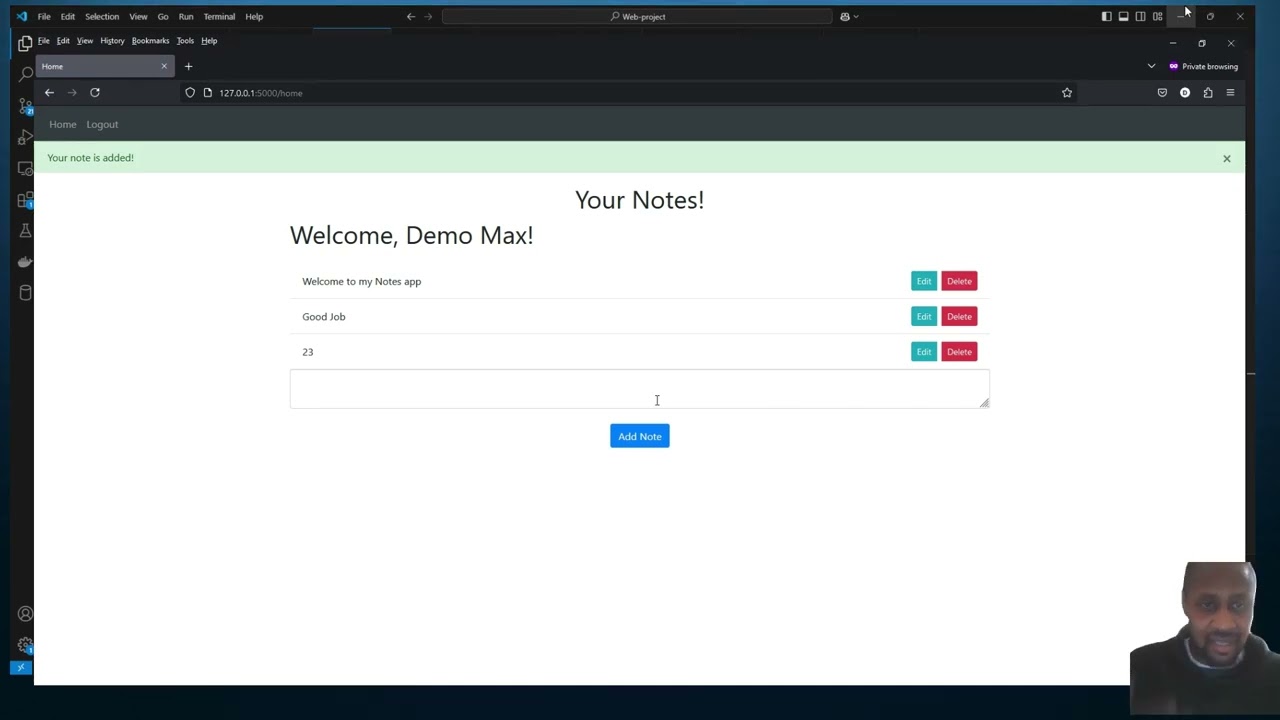 A secure web note taking application using python & Flask