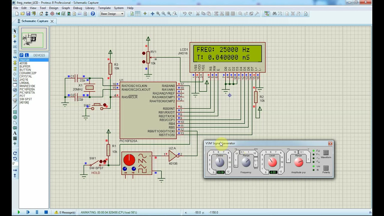 PIC16F628A 50MHz Frequency Meters Using Timer1 External Counting