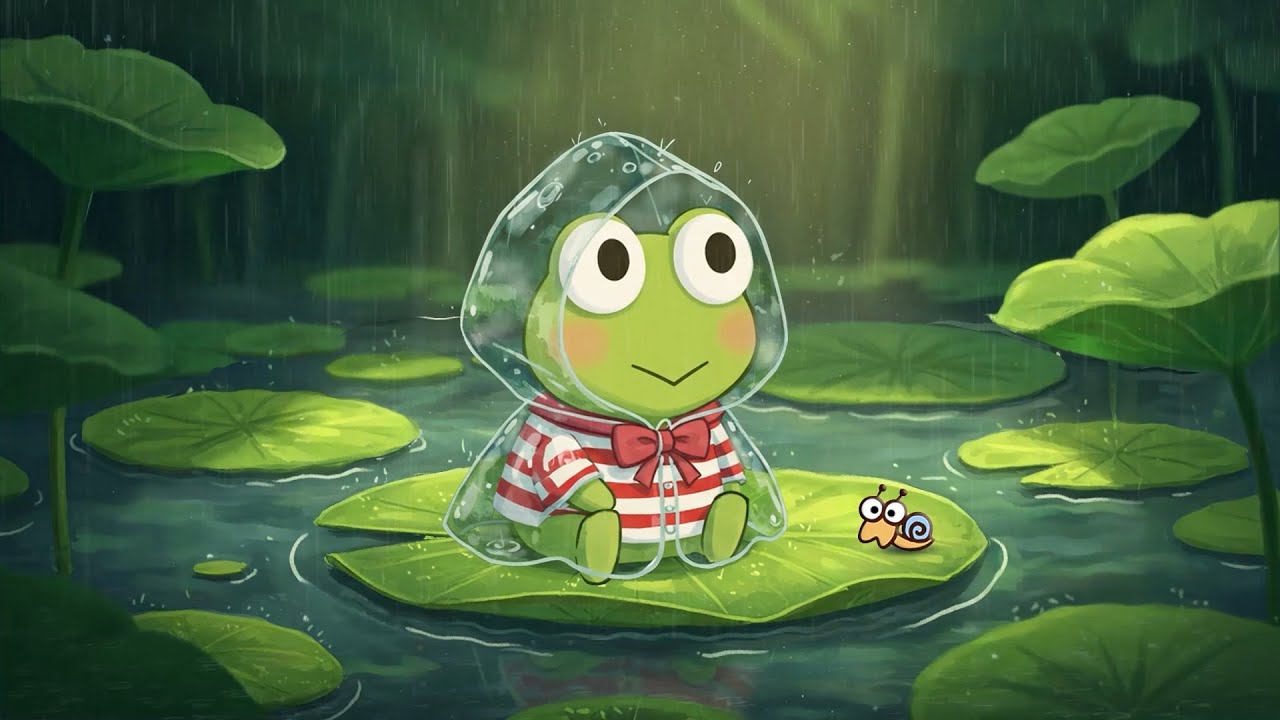 🐸 Rainy Day with Keroppi & Den Den ☔ Cute Lofi Music 🌼Soft Lofi Beats for Focus, Study & Chill