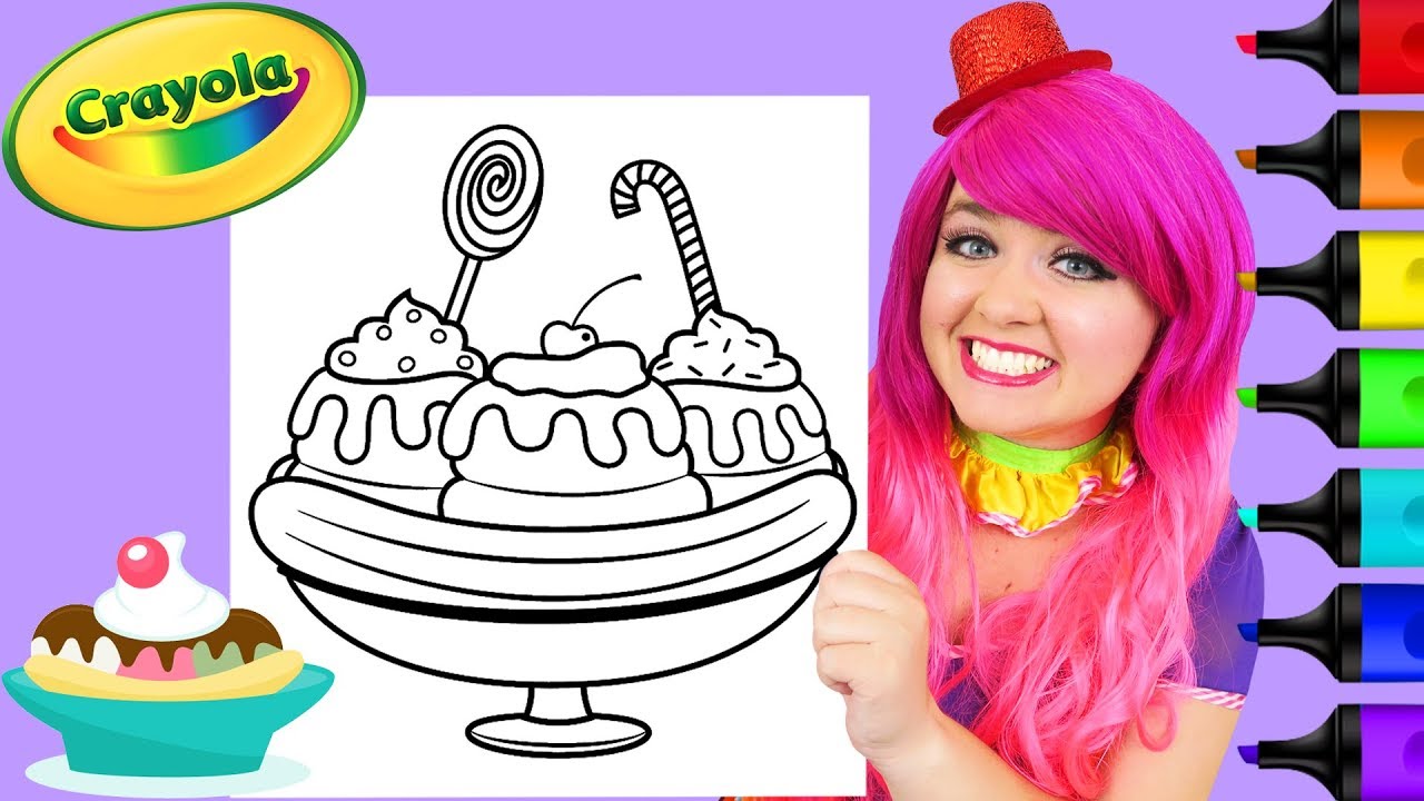 Coloring Ice Cream Sundae Crayola Coloring Page Prismacolor Paint Markers | KiMMi THE CLOWN